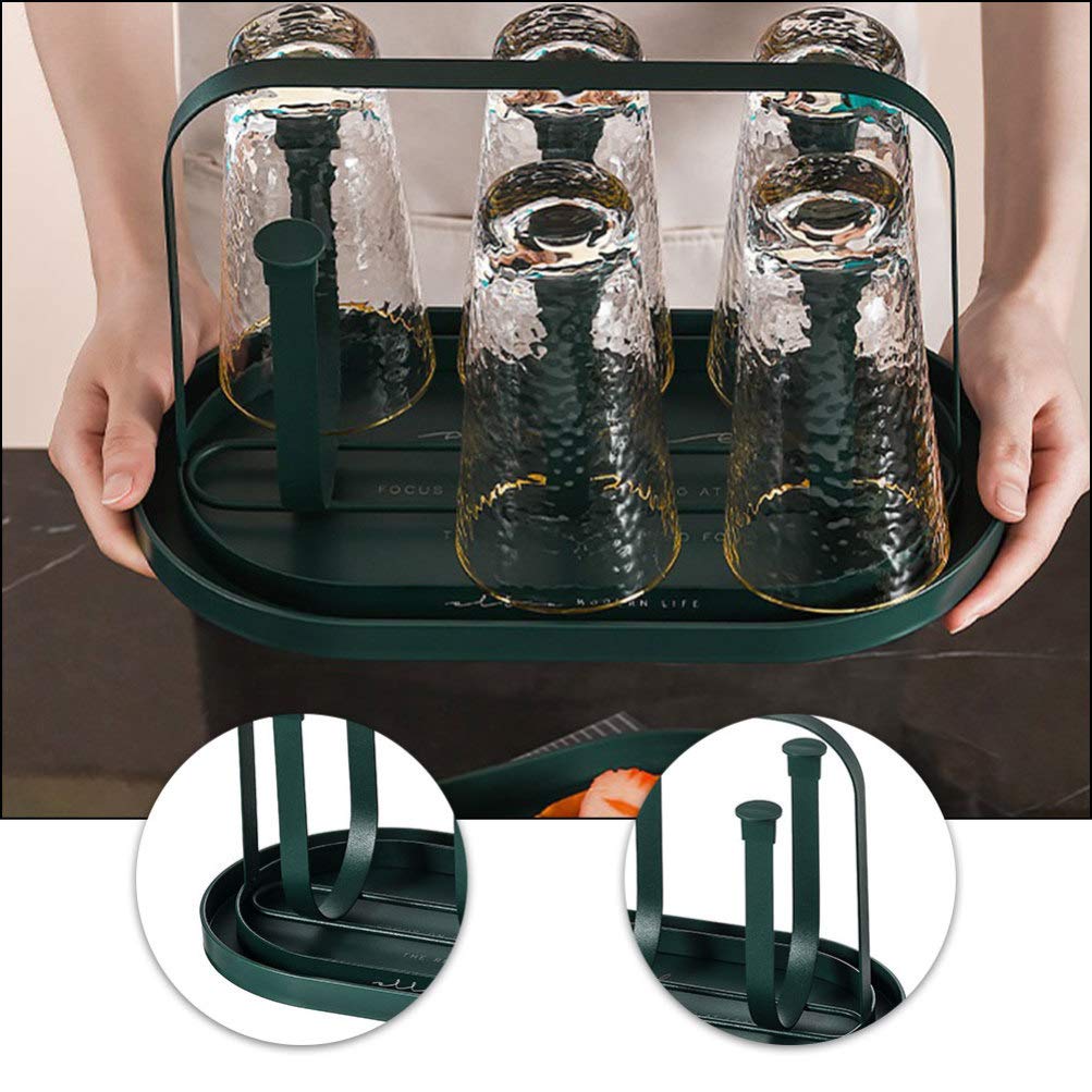 Cabilock 1 Set Cup Storage Rack Coffee Mug Display Mug Holder Tree Organizer Silverware Tray Metal Bottle Drying Organizer Cup Drainer Rack Tea Cup Rack Stand Iron Bracket with Tray