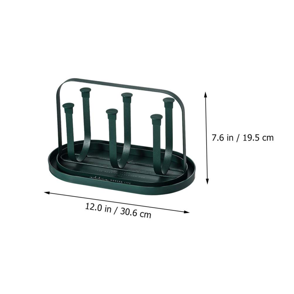 Cabilock 1 Set Cup Storage Rack Coffee Mug Display Mug Holder Tree Organizer Silverware Tray Metal Bottle Drying Organizer Cup Drainer Rack Tea Cup Rack Stand Iron Bracket with Tray