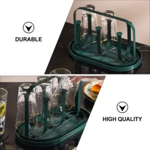 Cabilock 1 Set Cup Storage Rack Coffee Mug Display Mug Holder Tree Organizer Silverware Tray Metal Bottle Drying Organizer Cup Drainer Rack Tea Cup Rack Stand Iron Bracket with Tray