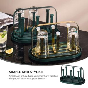 Cabilock 1 Set Cup Storage Rack Coffee Mug Display Mug Holder Tree Organizer Silverware Tray Metal Bottle Drying Organizer Cup Drainer Rack Tea Cup Rack Stand Iron Bracket with Tray