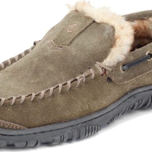 Clarks Mens Slippers Suede Venetian Moccasin Indoor & Outdoor Warm And Cozy House Slippers For Men (11 M US, Sage)