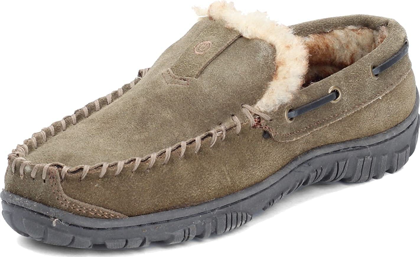 Clarks Mens Slippers Suede Venetian Moccasin Indoor & Outdoor Warm And Cozy House Slippers For Men (11 M US, Sage)