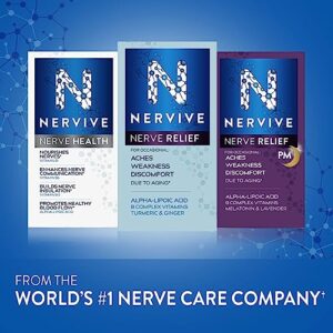 Nervive Nerve Relief, with Alpha Lipoic Acid, to help Reduce Nerve Aches, Weakness, & Discomfort in Fingers, Hands, Toes, & Feet*†, ALA, Vitamins B12, B6, & B1, Turmeric, Ginger, 30 Daily Tablets