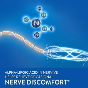 Nervive Nerve Relief PM, with Alpha Lipoic Acid, to help Reduce Nerve Aches, Weakness, & Discomfort in Fingers, Hands, Toes & Feet*†, Vitamins B1&B6, Melatonin, Chamomile, Lavender, 30 Nightly Tablets