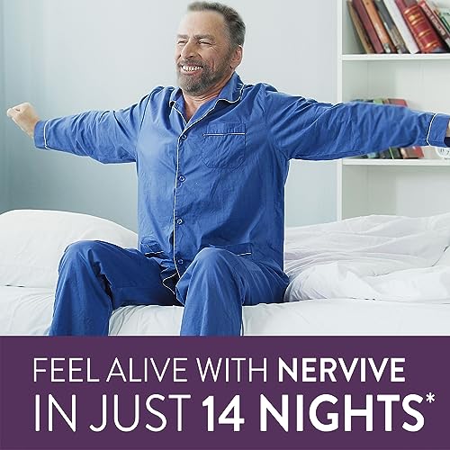 Nervive Nerve Relief PM, with Alpha Lipoic Acid, to help Reduce Nerve Aches, Weakness, & Discomfort in Fingers, Hands, Toes & Feet*†, Vitamins B1&B6, Melatonin, Chamomile, Lavender, 30 Nightly Tablets