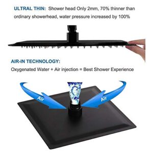 Ceiling Mount Shower Only Faucet Set Matte Black Bathroom Rainfall Shower System with 10 Inch Shower Head and Handle Set Single Function Mixer Shower Trim Kit with Rough-in Valve