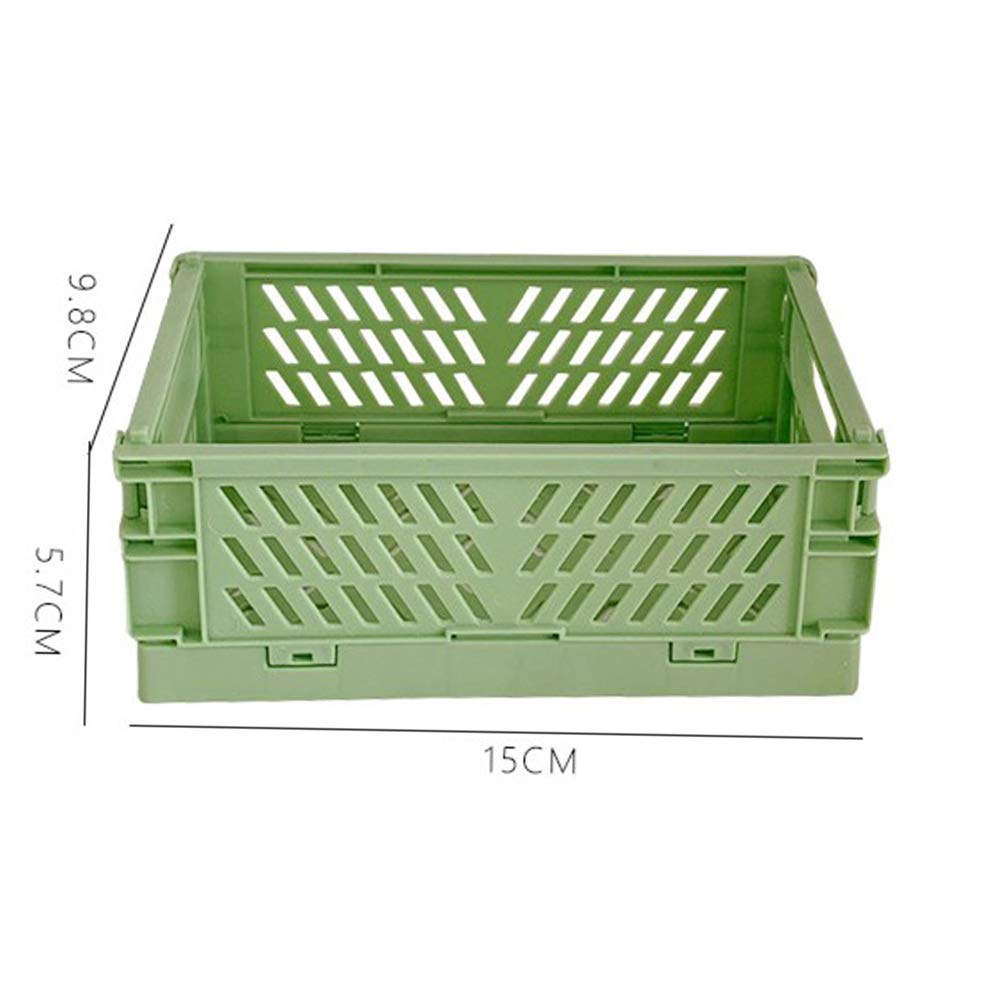 Mini Collapsible Storage Crates/Stackable Storage Container Basket, Folding Plastic Storage Box Foldable Plastic Storage Case Desktop Carrying Basket 1#Mini Green