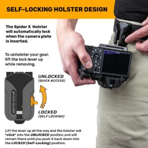 Spider Holster – Spider X Camera Holster Set for Carrying a Professional Mirrorless Camera with Included Clip-On Self-Locking Camera Holster – Compatible with Any Belt