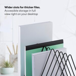 Mindspace Magazine Rack Desk Organizer, File Holder for Desk | Modern Office Organizer, Triangle Book Holder, Desk Folder Organizer, Desktop File Sorter | Wire Collection, Black