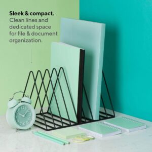 Mindspace Magazine Rack Desk Organizer, File Holder for Desk | Modern Office Organizer, Triangle Book Holder, Desk Folder Organizer, Desktop File Sorter | Wire Collection, Black