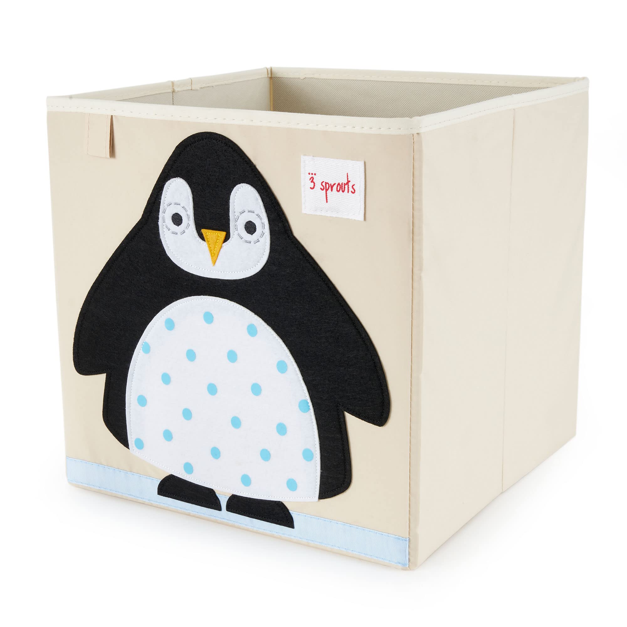 3 Sprouts 13 Inch Square Kids Foldable Fabric Arctic Penguin and Orange Tiger Storage Cube Soft Toy Bins