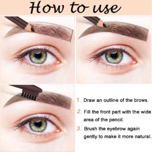 2 Packs Eyebrow Pencils with Soft Brush 2-in-1 Long-lasting Water-proof Sweat-proof Brow Pencil and Brow Brush Eyebrow Shaping and Filling Pencil Makeup Tool (Dark Brown)