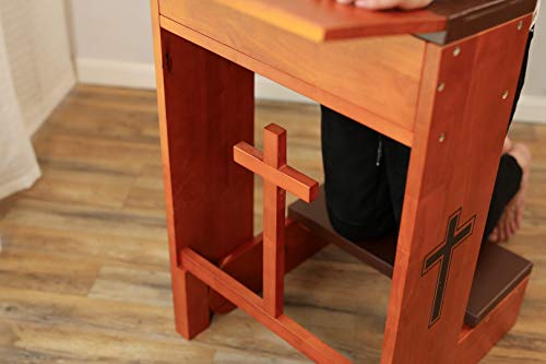 Guangshuohui Prayer Bench Stool,Prayer's Kneeler Pads Wooden Church Prayer Bench Stool Table Chair Padded Kneeler Shelf Folding, Prayer Bench for Kneeling at Home (20" x25'x32'H (50x65x80cm H))