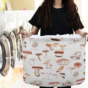 visesunny Storage Basket Hand Drawn Mushroom Nursery Hamper Basket Clothes Toy Storage Organizer Bin Box Collapsible Laundry Bag for Kid Room,Playroom,Bathroom,Living Room,Dorm,Office