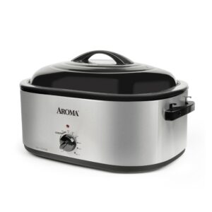 aroma 22qt. roaster oven with self basting lid stainless steel