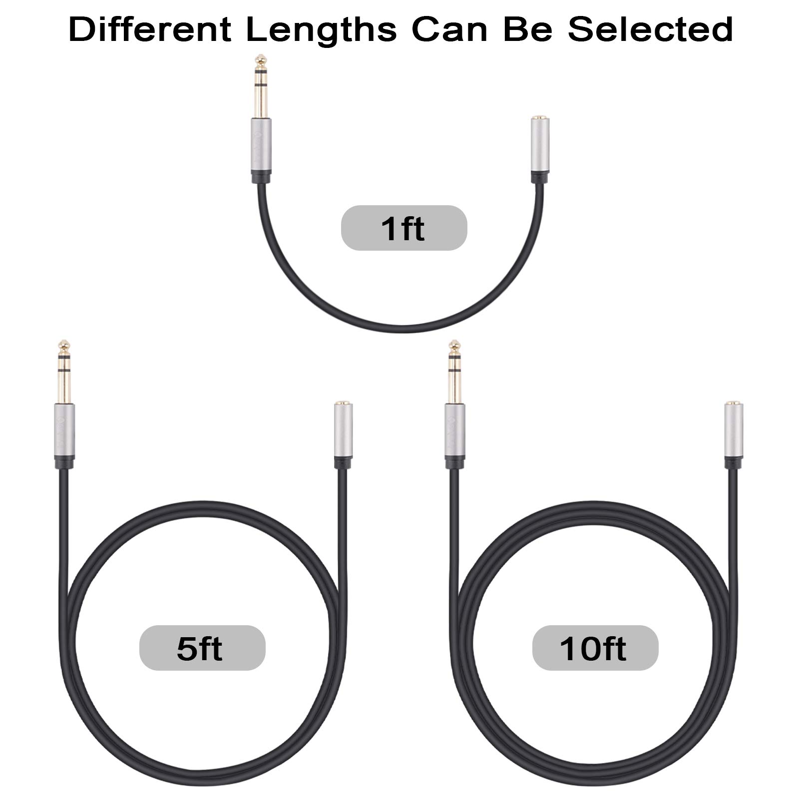 Devinal 1/4 inch to 3.5mm Female Long Headphone Extension Cable, 6.35mm to 3.5mm (1/8" inch) Female TRS Adapter, Quarter inch to Minijack Female Stereo Cord Converter Connector 10 feet/ 3M