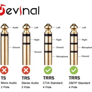 Devinal 3.5mm TRRS Headphone Extension Cable, 1/8" inch Female 4-Pole to Male Extension Cord, Mini-Jack Aux Stereo Audio Connector 10Ft/3M (2 Pack)