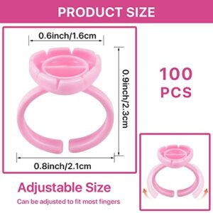 Glue Rings for Eyelash Extensions Glue Rings Pretty memory 100PCS Smart Lash Rings Blooming Eyelash Glue Holder Volume Fanning Cup for Lash Extension Supplies, Pink