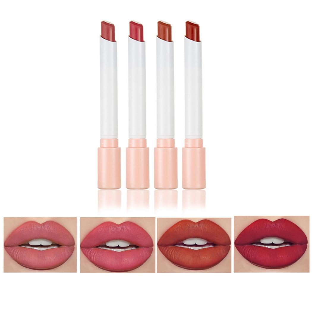 Eyret Mini Smoke Lipsticks Nude Cigarette Lipsticks Waterproof Lipsticks Smoke Tube Suit Matte Lipstick for Women and Girls(4Pcs) (C-Set C)