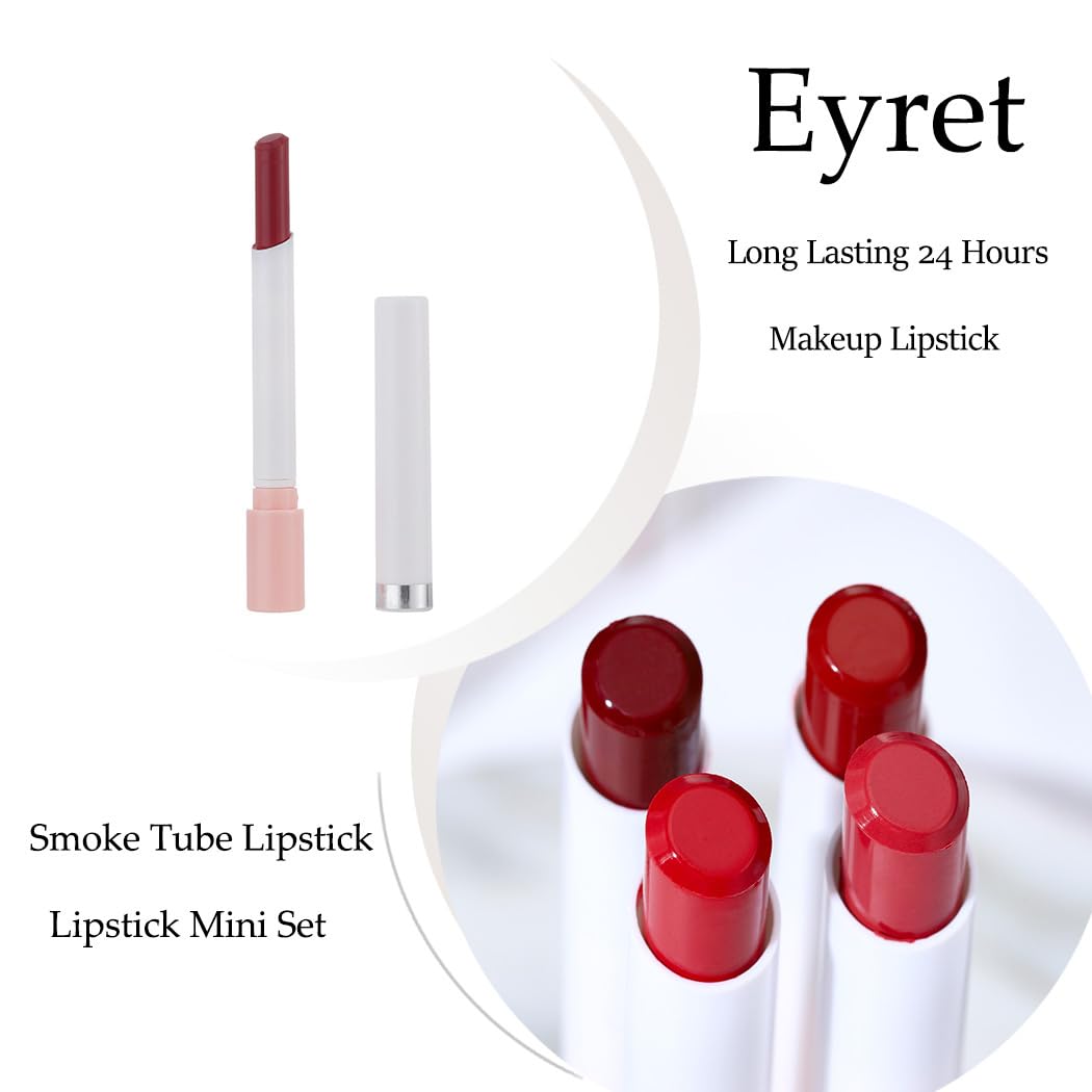 Eyret Mini Smoke Lipsticks Nude Cigarette Lipsticks Waterproof Lipsticks Smoke Tube Suit Matte Lipstick for Women and Girls(4Pcs) (C-Set C)