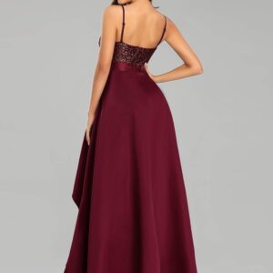 Ever-Pretty Women's V Neck A-line High-Low Party Dress Long Evening Dress Burgundy US4