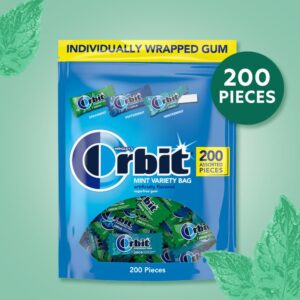 ORBIT Peppermint, Spearmint, & Wintermint Assorted Sugar Free Chewing Gum Bulk Pack, 13.4 oz 200-Piece Bag