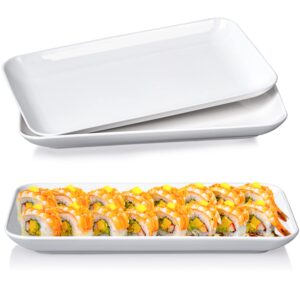 delling large serving platter set 12in white rectangular serving plates/salad dish - big serving trays for parties meat, sushi, dinner plate oven safe dinnerware set of 3