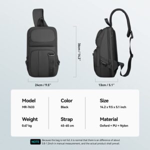 MARK RYDEN Sling Backpack for Men, Waterproof Shoulder Bag with YKK Zippers and Adjustable Strap, Holds 9.7 Inch ipad, Sling Bag for Traveling, Sporting, Cycling, Daily