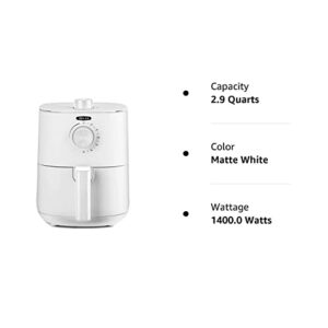 BELLA 3 Qt Manual Air Fryer Oven and 5-in-1 Multicooker with Removable Nonstick and Dishwasher Safe Crisping Tray and Basket, 1400 Watt Heating System, Matte White