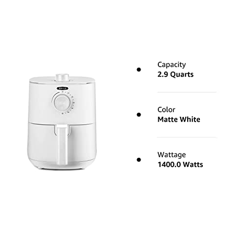 BELLA 3 Qt Manual Air Fryer Oven and 5-in-1 Multicooker with Removable Nonstick and Dishwasher Safe Crisping Tray and Basket, 1400 Watt Heating System, Matte White