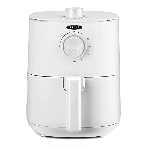 BELLA 3 Qt Manual Air Fryer Oven and 5-in-1 Multicooker with Removable Nonstick and Dishwasher Safe Crisping Tray and Basket, 1400 Watt Heating System, Matte White