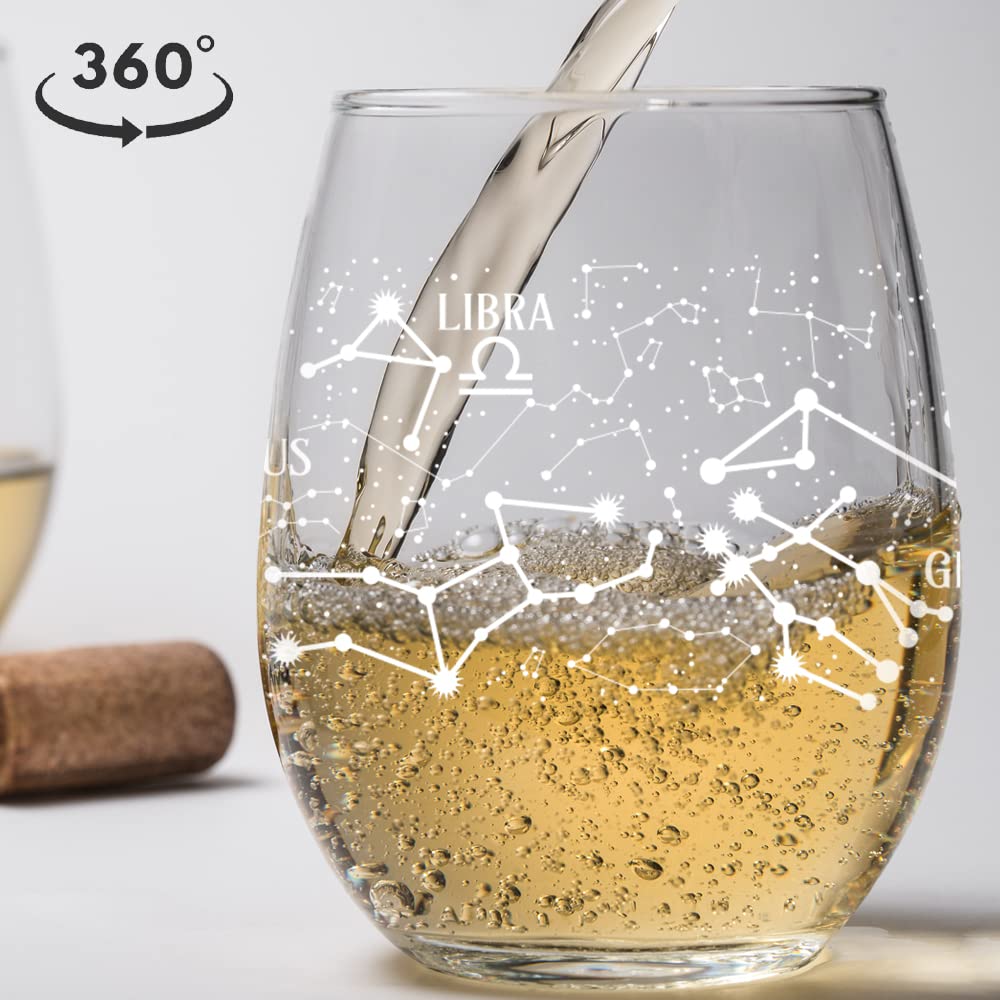 Your Moon Phase - Zodiac Signs - All Zodiac Constellation Wine Glass | Astrological Gifts | Stars Wine Glasses | Gift for Him & Her | Astrology Gift for Women & Men | Wine Lovers Zodiac Glass (15 oz)