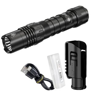 nitecore p10i 1800 lumen usb-c rechargeable tactical flashlight, strobe ready with lumentac organizer