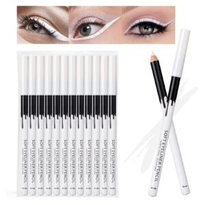 12pcs erinde white eyeliner pencil, soft highlighter gel eyeliner pencil, eye liner pen, professional eye bighten eyeshadow waterproof matte hypoallergenic, easy to colour, skin marker pen