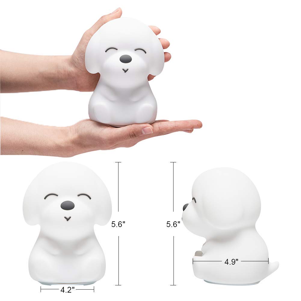 Kids Night Light, Remote Control Soft Silicone Puppy Dog Night Lamp Baby Nursery Night Lights Rechargeable, Color Changing Bedside Night Light for Children Infant Toddler Teen Girls Boys with Timer