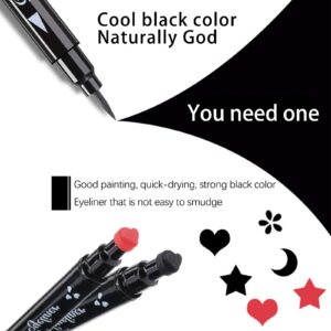 NewBang Double-sided headed Liquid Stamp Eyeliner Pen, Pencil with Eye Makeup Stamp Waterproof Double Sided Long Lasting Seal Eye-liner Stencils Long-Lasting Tattoo Makeup(6in1)