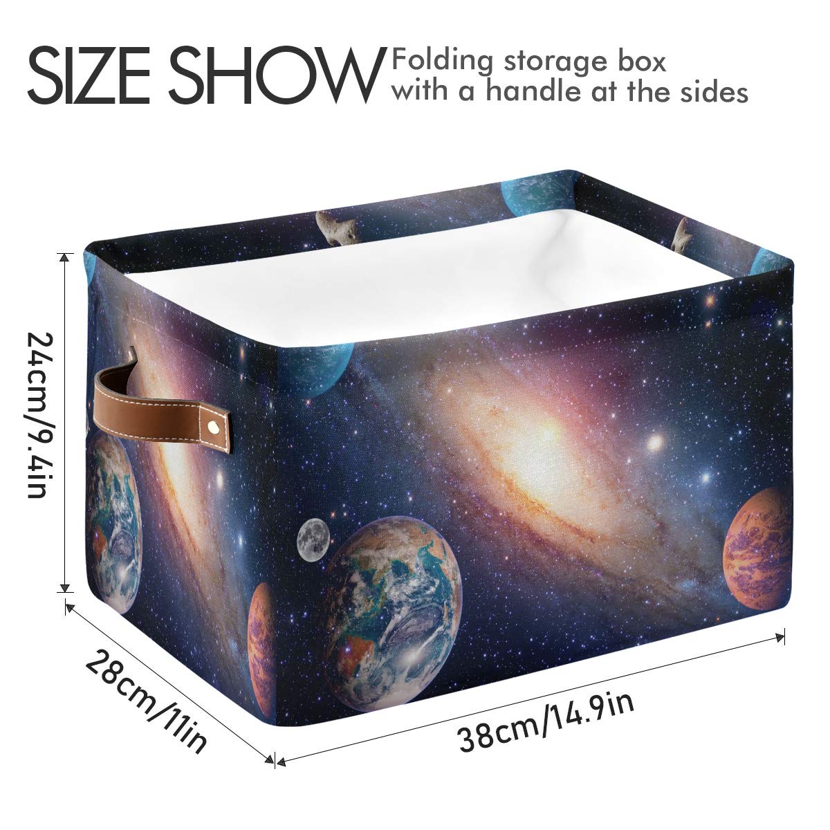 Storage Basket Cube Universe Galaxy Outer Space Large Collapsible Toys Storage Box Bin Laundry Organizer for Closet Shelf Nursery Kids Bedroom,15x11x9.5 in,1 Pack