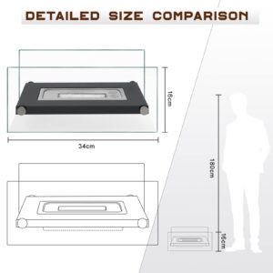 BRIAN & DANY Tabletop Fire Pit, Portable Rectangle Table Top Firepit with 2 Glass Panels, Black Ethanol Tabletop Fireplace for Indoor & Outdoor