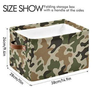 Storage Basket Cube Miltary Camo Camouflage Large Collapsible Toys Storage Box Bin Laundry Organizer for Closet Shelf Nursery Kids Bedroom,15x11x9.5 in,1 Pack