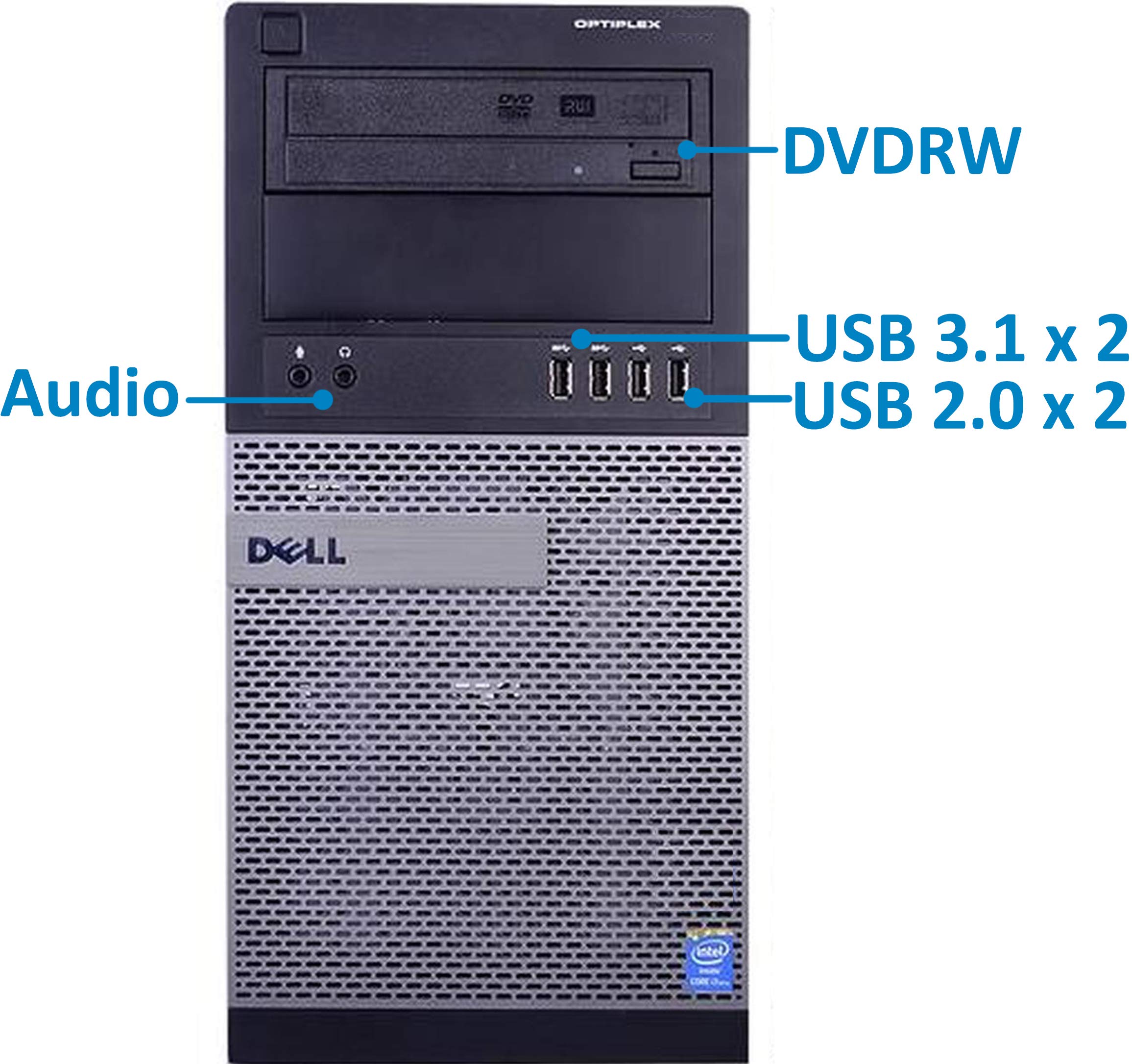 Dell Optiplex 7010 Tower Desktop Computer, Intel i7-3770 Upto 3.9GHz, HD Graphics 4000 4K Support, 8GB RAM, 2TB SSD, DisplayPort, HDMI, DVD, AC Wi-Fi, Bluetooth - Windows 10 Pro (RENEWED)