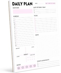 daily planner notepad - tear-off daily planning pad, organizer with to do lists, schedule, appointment, productivity tracker, 50 undated sheets, 8.5 x 11 in