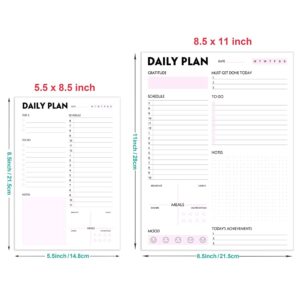 Daily Planner Notepad - Tear-Off Daily Planning Pad, Organizer with To Do Lists, Schedule, Appointment, Productivity Tracker, 50 Undated Sheets, 8.5 x 11 in