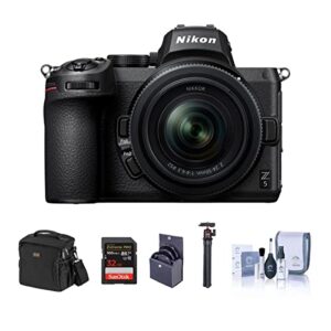 nikon z5 full frame mirrorless camera with 24-50mm zoom lens basic bundle with 32gb sd card, bag, flexible tripod and accessories