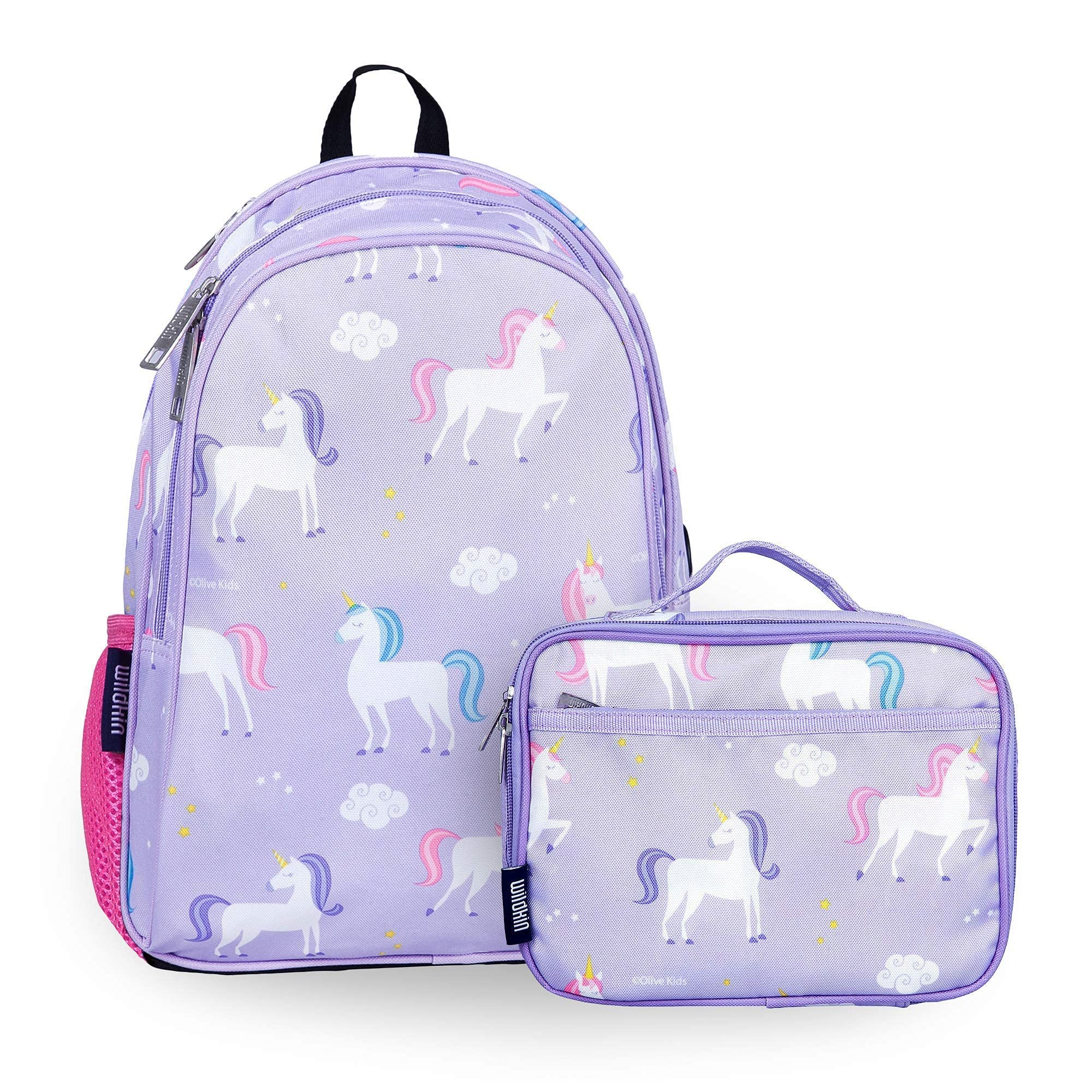 Wildkin 15 Inch Kids Backpack Bundle with Lunch Box Bag (Unicorn)