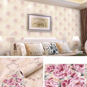 17.7x117 Inches European Style Self Adhesive Decorative Floral Shelf Drawer Liner Paper Wallpaper for Furniture Cabinets Dresser Drawer Table Vanity Walls Arts Crafts Decal Removable