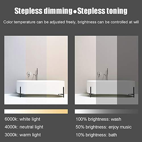 Bathroom Mirror, Square Smart Wall Mounted Vanity Mirror,Stepless Induction Anti-Fog Makeup Mirror With Lights (35×35inch)