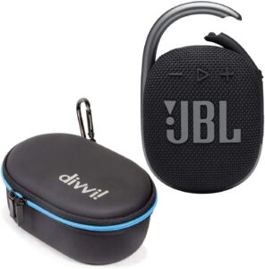 jbl clip 4 portable bluetooth wireless speaker bundle with divvi! protective hardshell case - black