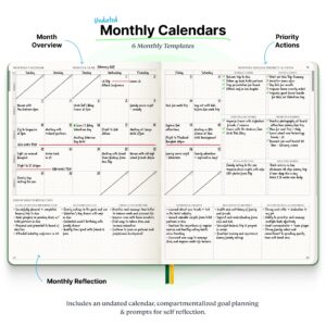 Purpose Planner Notebook B5 Undated 2024-2025 Daily Weekly and Monthly Productivity Journal Goal Setting Tool for Work, Moms, ADHD Planner for Adults Life Organizer (7.5”x9.8” Green Softcover)