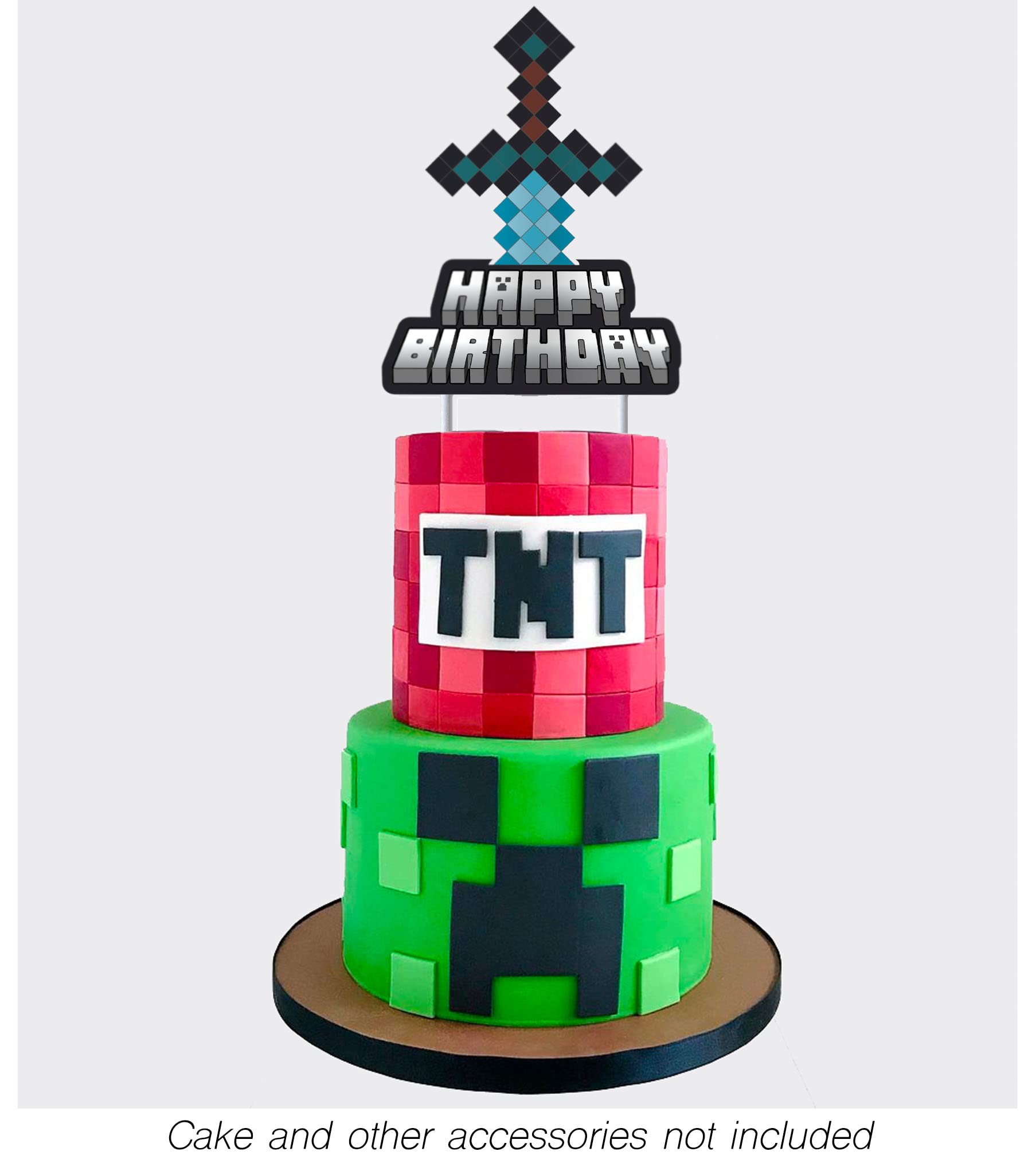 Mining Craft Pixel Gamer Gaming Birthday Cake Topper Video Game Mine Party