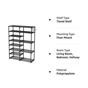 Tribesigns 8 Tiers Shoe Rack Shoe Shelf Shoe Storage Organizer with Side Hooks for Entryway, 24-30 Pairs Metal Shoe Rack Taller Shoes Boots Organizer